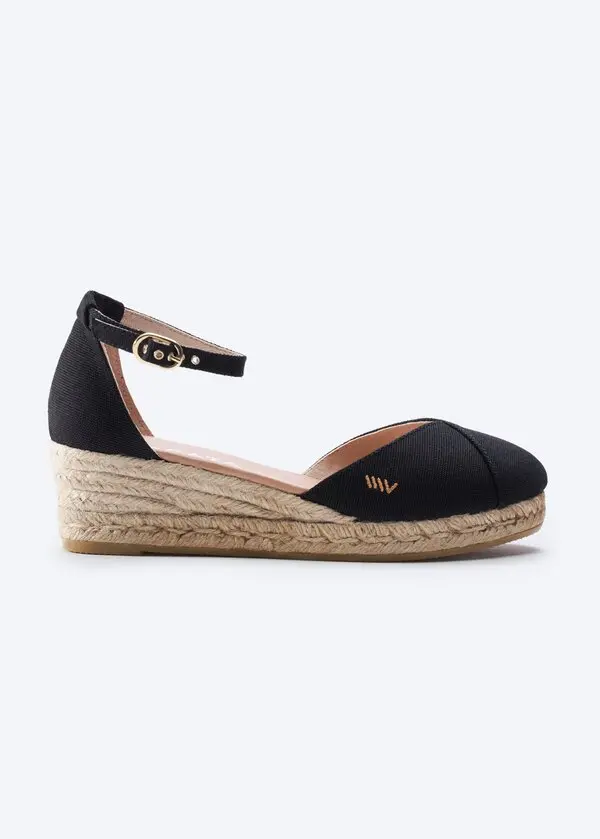 VISCATA Formiga Canvas Espadrille Wedges - Black