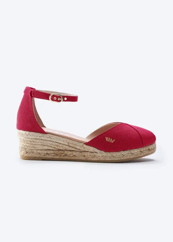 VISCATA Formiga Canvas Espadrille Wedges - Cherry