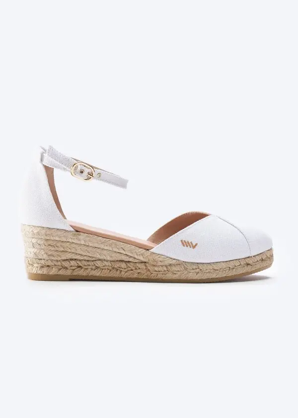 VISCATA Formiga Canvas Espadrille Wedges - White
