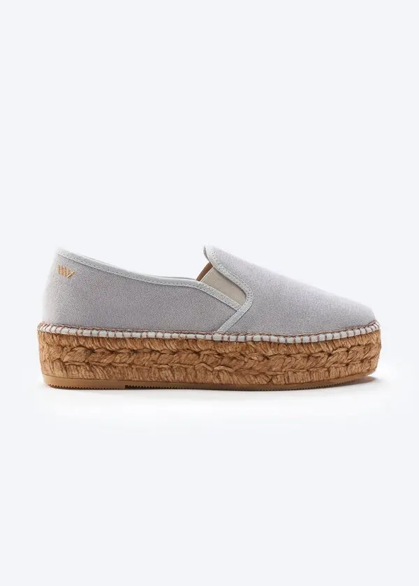 VISCATA Castell Canvas Espadrille Platforms - Ash Grey