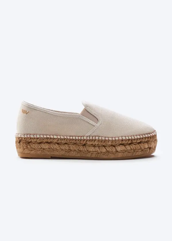 VISCATA Castell Canvas Espadrille Platforms - Beige