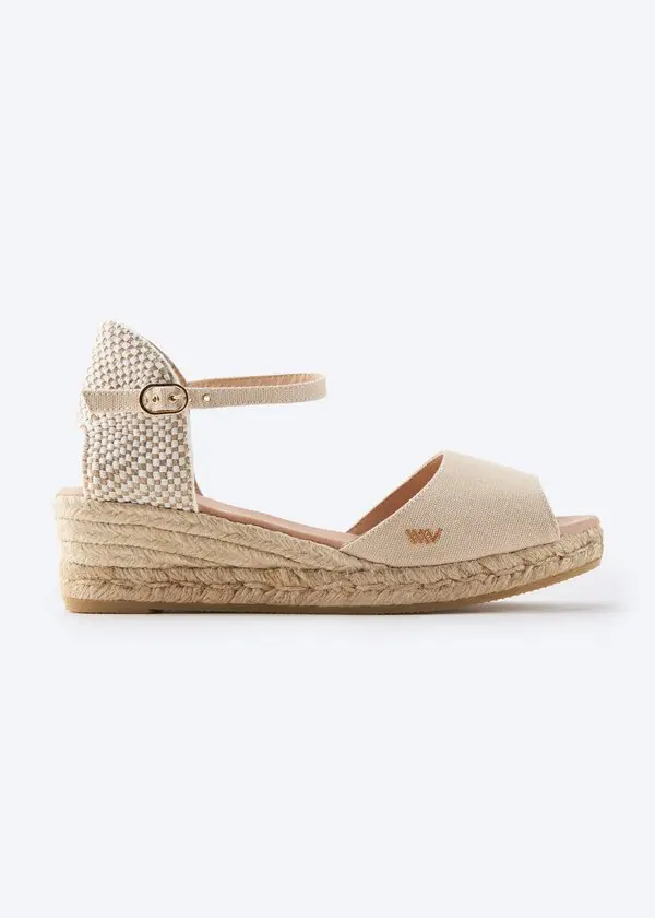 VISCATA Cavall Canvas Espadrille Wedge Sandals - Beige
