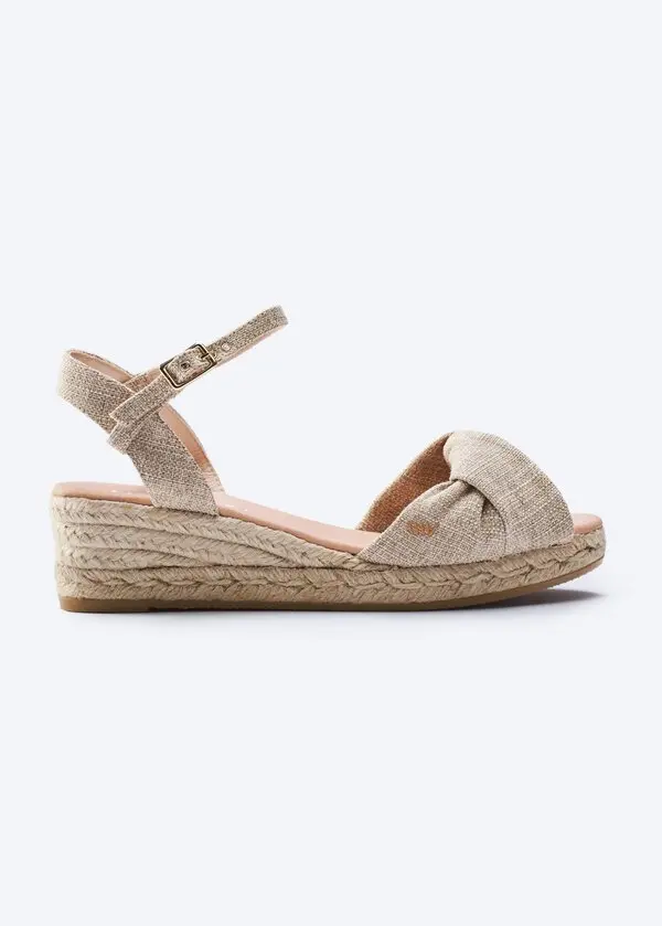 VISCATA Canvas Espadrille Sandal Wedges - Gold