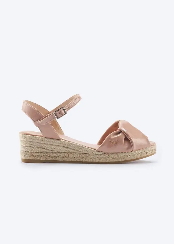 VISCATA Canvas Espadrille Sandal Wedges - Leather Pink