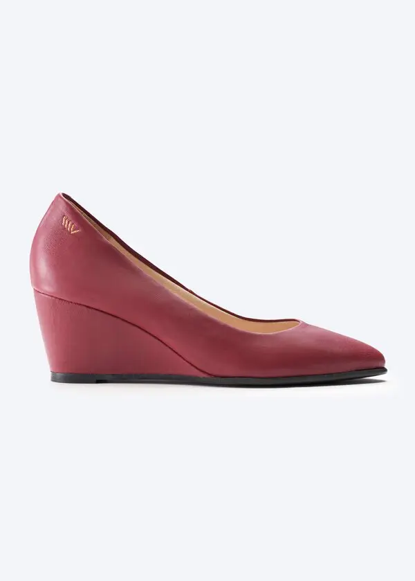 VISCATA Verona Leather Wedges - Burgundy