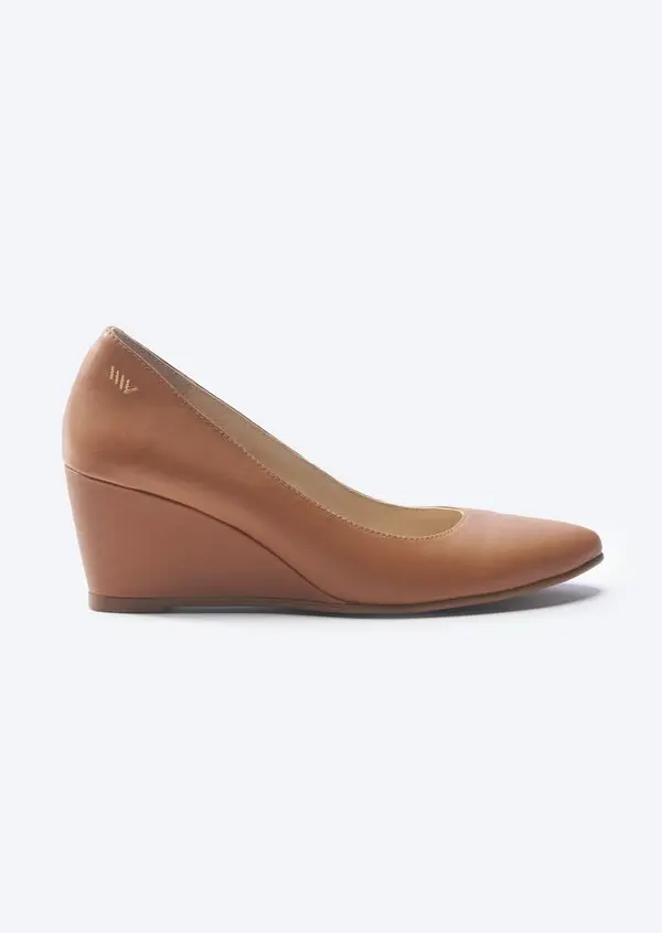 VISCATA Verona Leather Wedges - Whiskey Brown