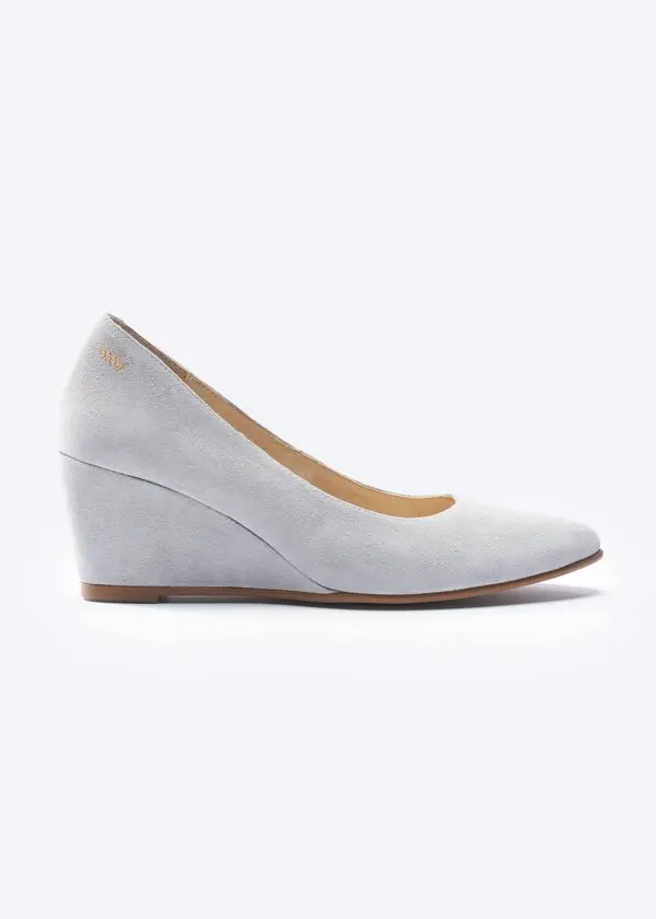 VISCATA Verona Suede Wedges - Ash Grey
