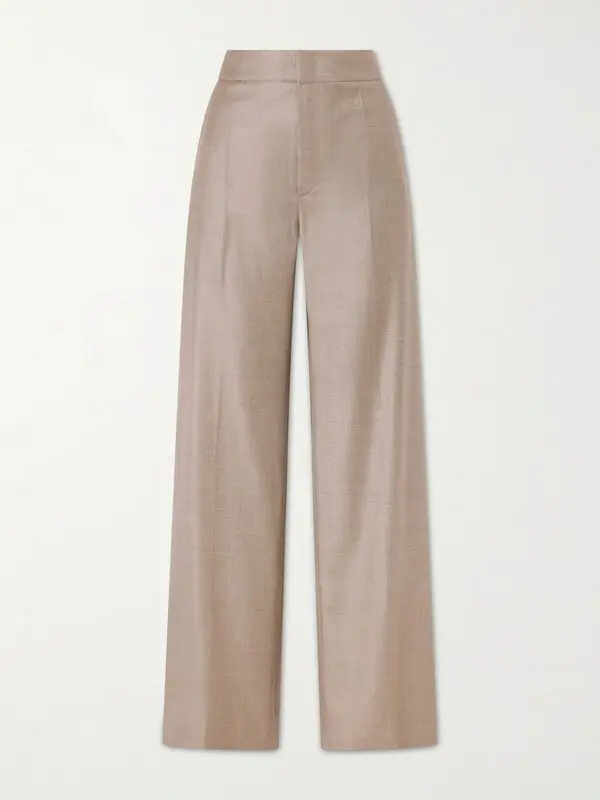 Sasuphi Pleated Wool Wide-leg Pants - Brown