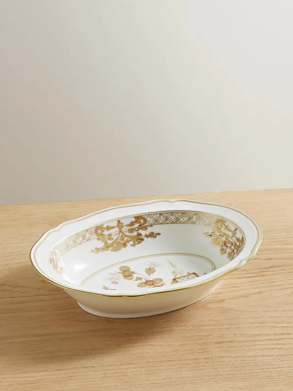 GINORI 1735 Antico Doccia Gold-plated Porcelain Bowl - White