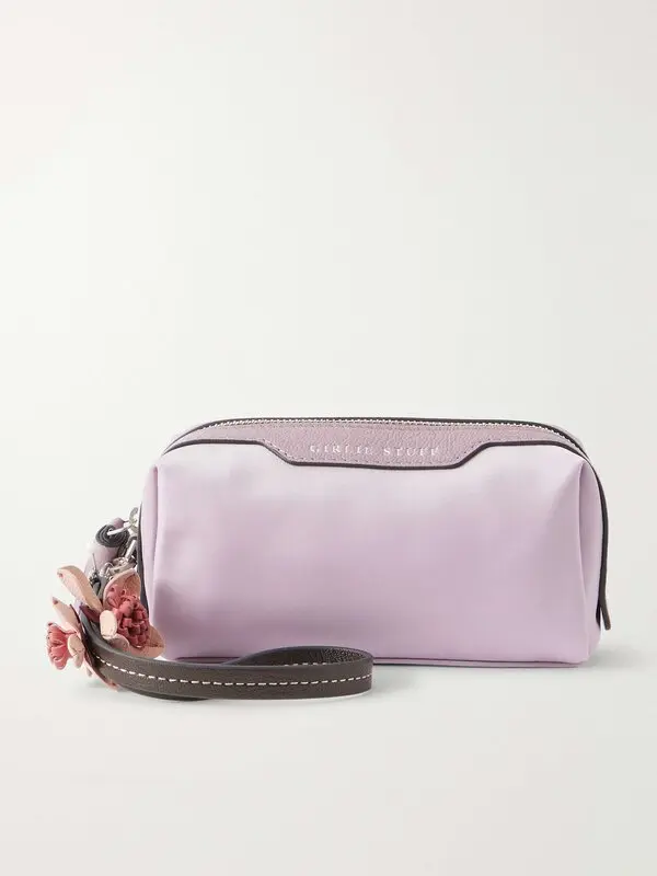 ANYA HINDMARCH Leather-trimmed Cosmetics Case - Lilac