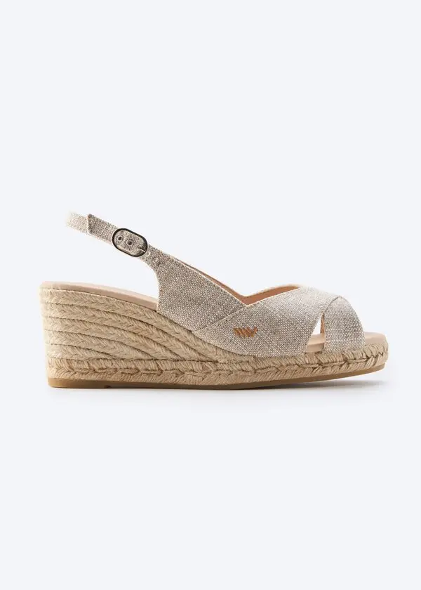VISCATA Llansa Espadrille Wedge Sandals - Silver
