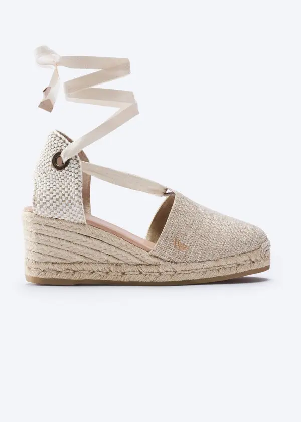 VISCATA Escala Premium Canvas Espadrille Wedges - Gold