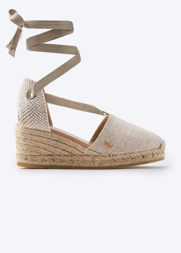 VISCATA Escala Premium Canvas Espadrille Wedges - Silver