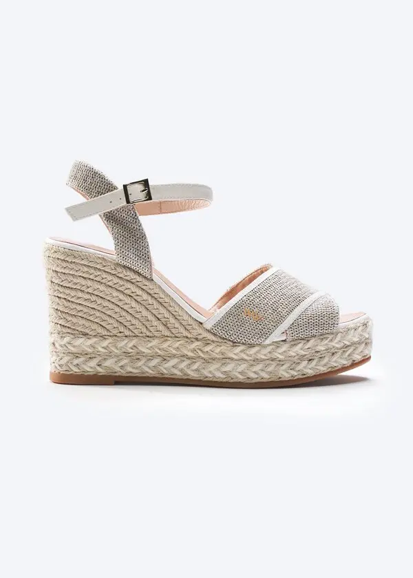 VISCATA Empuria Canvas Espadrille Wedge Sandals - Ivory