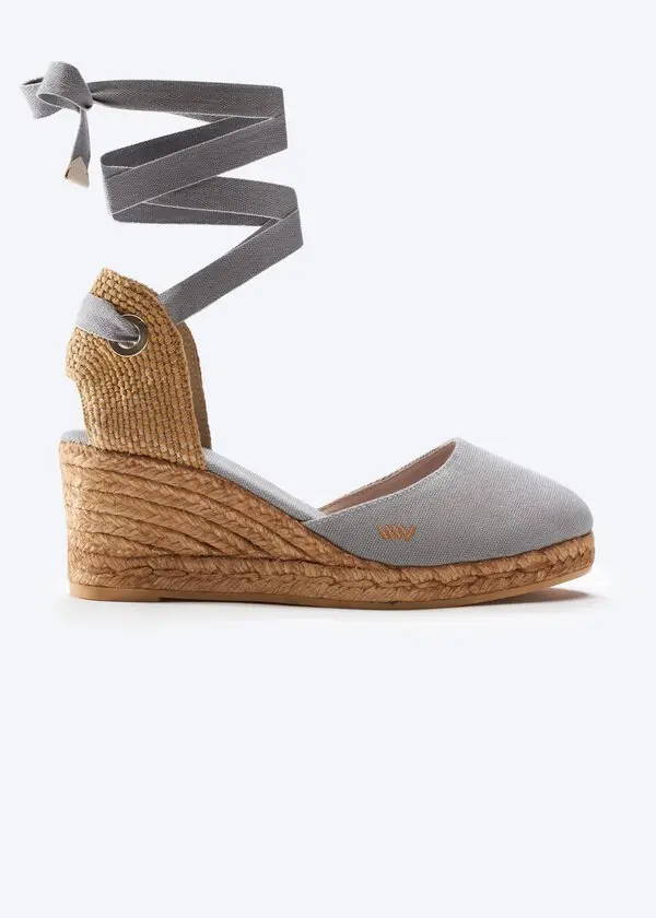 VISCATA Sagaro Canvas Espadrille Wedges - Ash Grey
