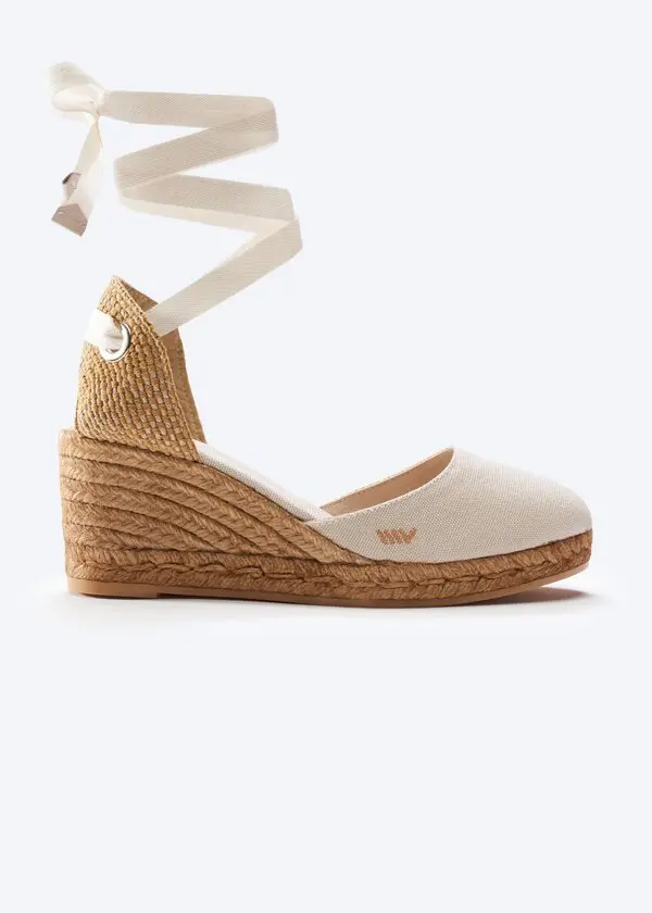 VISCATA Sagaro Canvas Espadrille Wedges - Beige