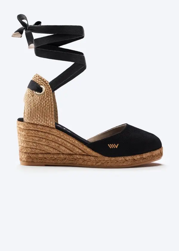 VISCATA Sagaro Canvas Espadrille Wedges - Black
