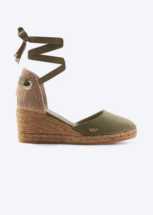 VISCATA Sagaro Canvas Espadrille Wedges - Olive