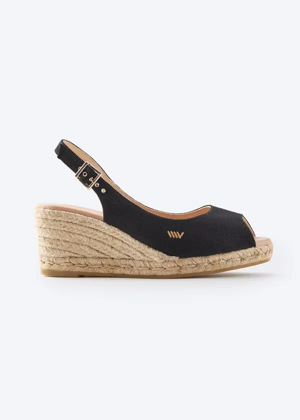 VISCATA Gavina Espadrille Sandal Wedges - Black