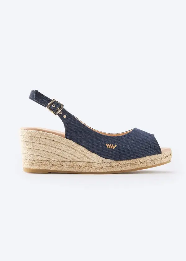 VISCATA Gavina Espadrille Sandal Wedges - Navy Blue