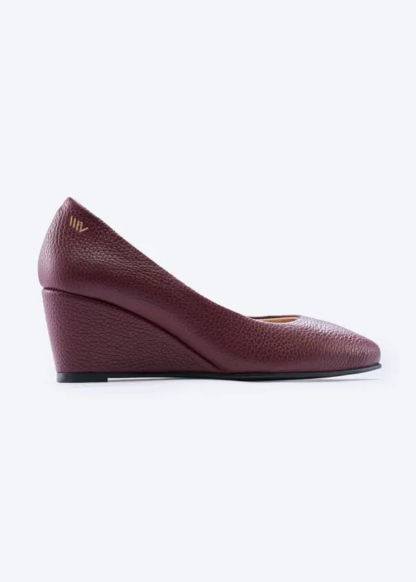 VISCATA Verona Premium Leather Wedges - Burgundy Grain
