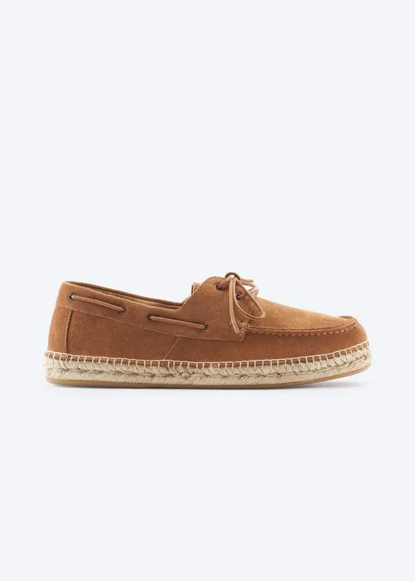 VISCATA Levant Suede Espadrille Boat Shoes - Camel