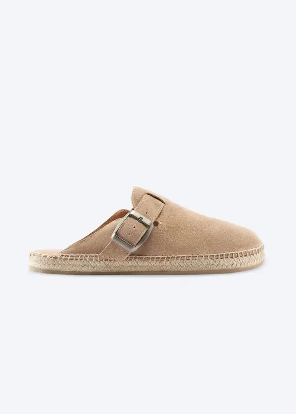 VISCATA Suede Espadrille Clogs - Camel