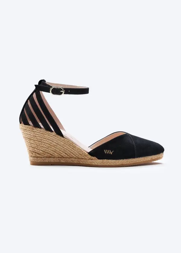VISCATA Ullastret Suede Espadrille Wedges - Black