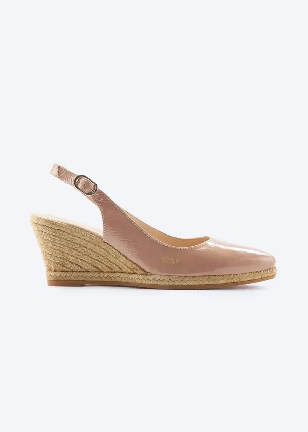 VISCATA Palomera Slingback Espadrille Wedges - Leather Pink