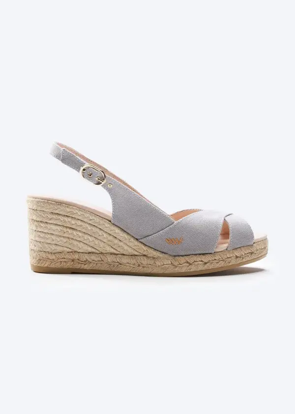 VISCATA Llansa Espadrille Wedge Sandals - Ash Grey