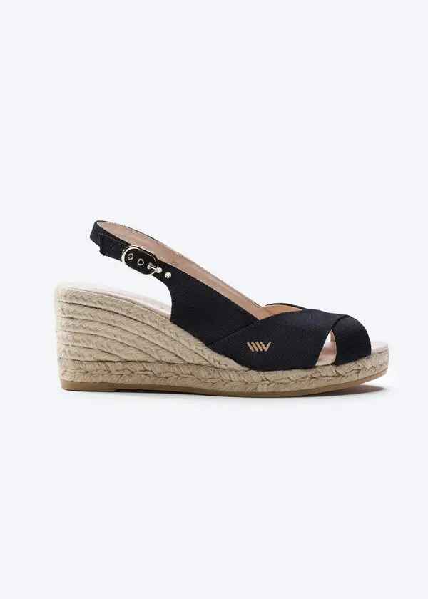 VISCATA Llansa Espadrille Wedge Sandals - Black