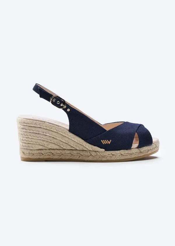 VISCATA Llansa Espadrille Wedge Sandals - Navy Blue