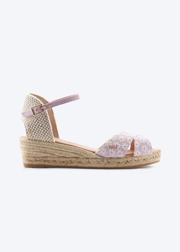 VISCATA Salina Premium Fabrics Espadrille Sandal Wedges - Daisy Pink