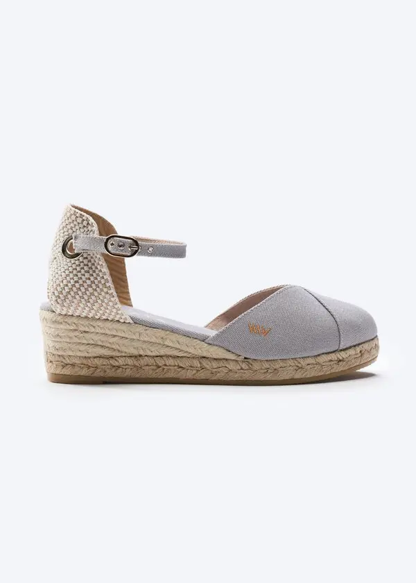 VISCATA Pubol Canvas Espadrille Wedges - Ash Grey