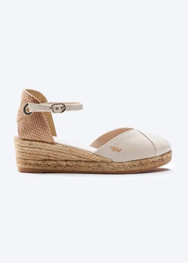 VISCATA Pubol Canvas Espadrille Wedges - Beige