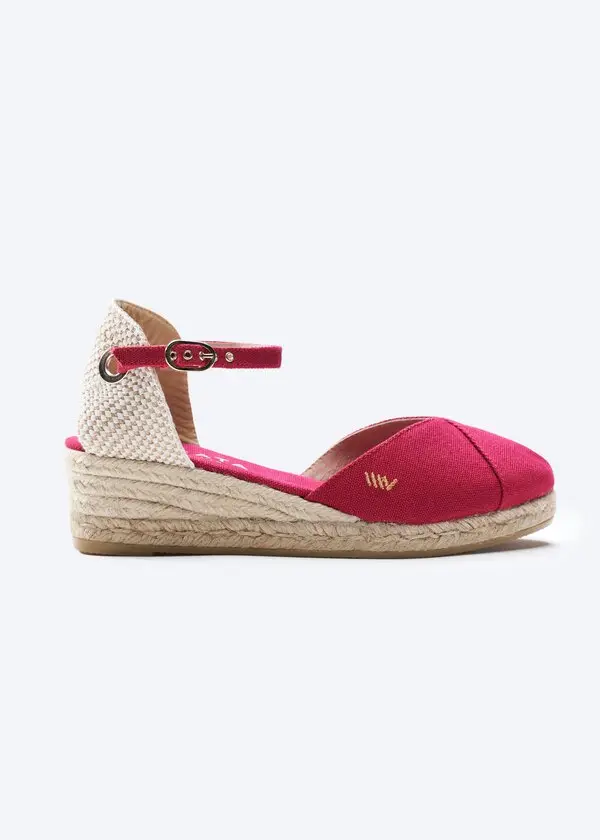 VISCATA Pubol Canvas Espadrille Wedges - Cherry