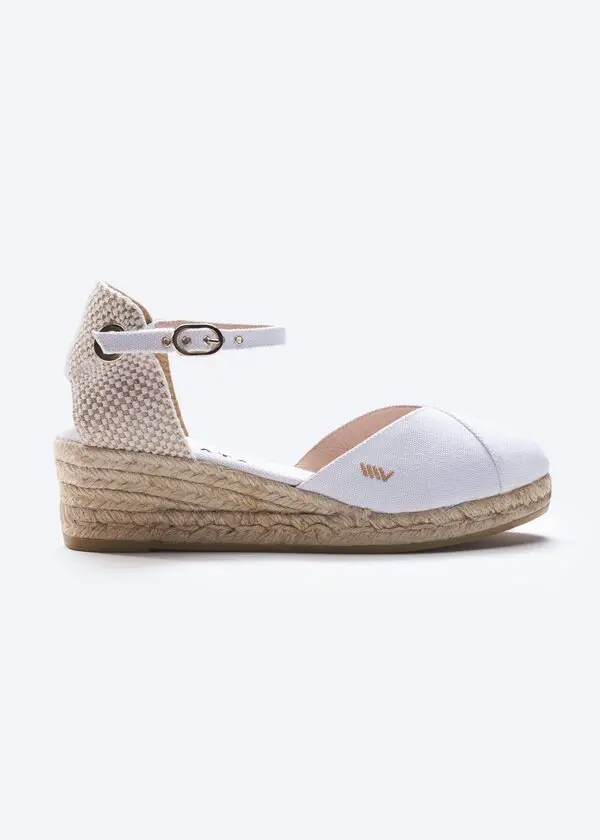 VISCATA Pubol Canvas Espadrille Wedges - White