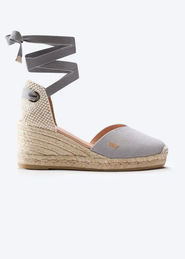 VISCATA Gava Canvas Espadrille Wedges - Ash Grey