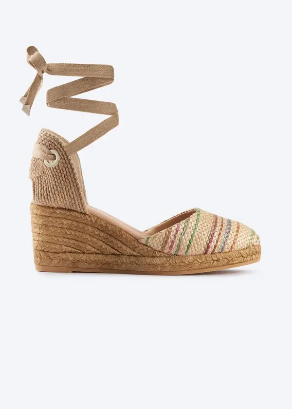 VISCATA Sagaro Raffia Espadrille Wedges - Multicolor
