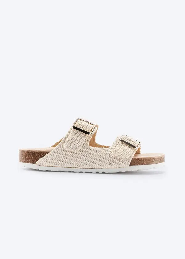 VISCATA Calis Raffia Sandal Flats - Beige
