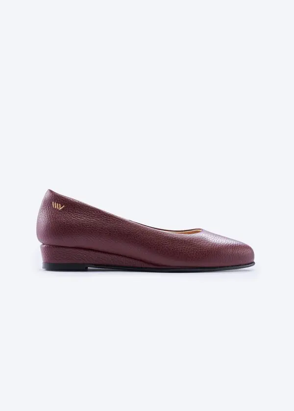 VISCATA Roma Premium Leather Flats - Burgundy Grain