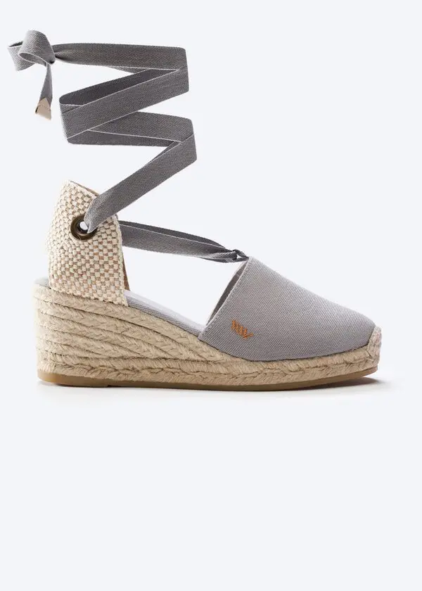 VISCATA Escala Canvas Espadrille Wedges - Ash Grey