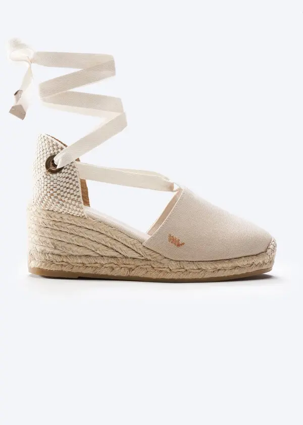 VISCATA Escala Canvas Espadrille Wedges - Beige
