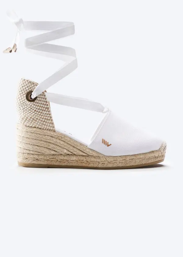 VISCATA Escala Canvas Espadrille Wedges - White