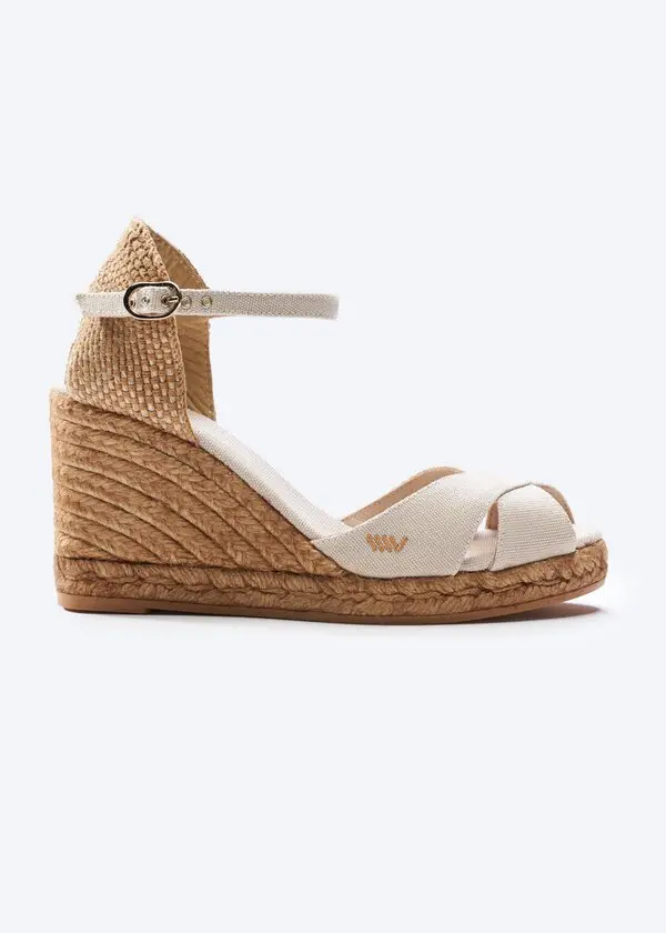 VISCATA Aiguablava Canvas Espadrille Wedge Sandals - Beige