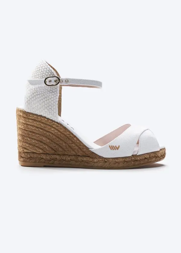 VISCATA Aiguablava Canvas Espadrille Wedge Sandals - White