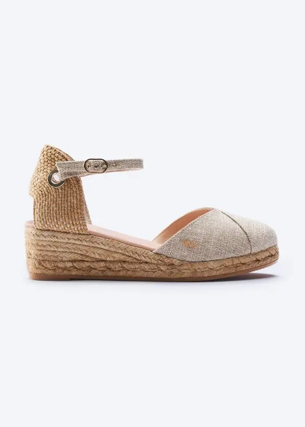VISCATA Pubol Canvas Espadrille Wedges - Gold