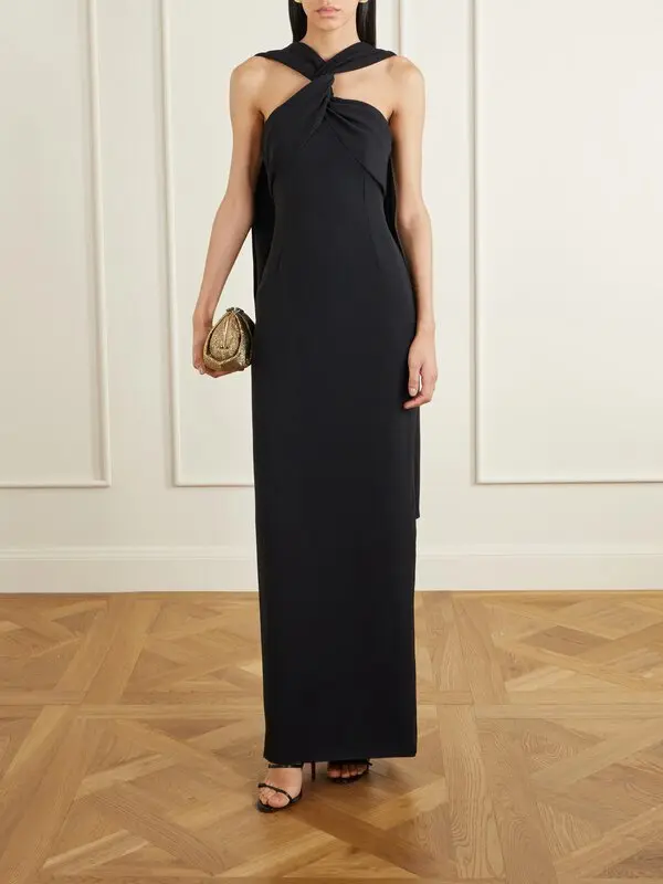 Solace London Rona Twisted Halterneck Gown - Black