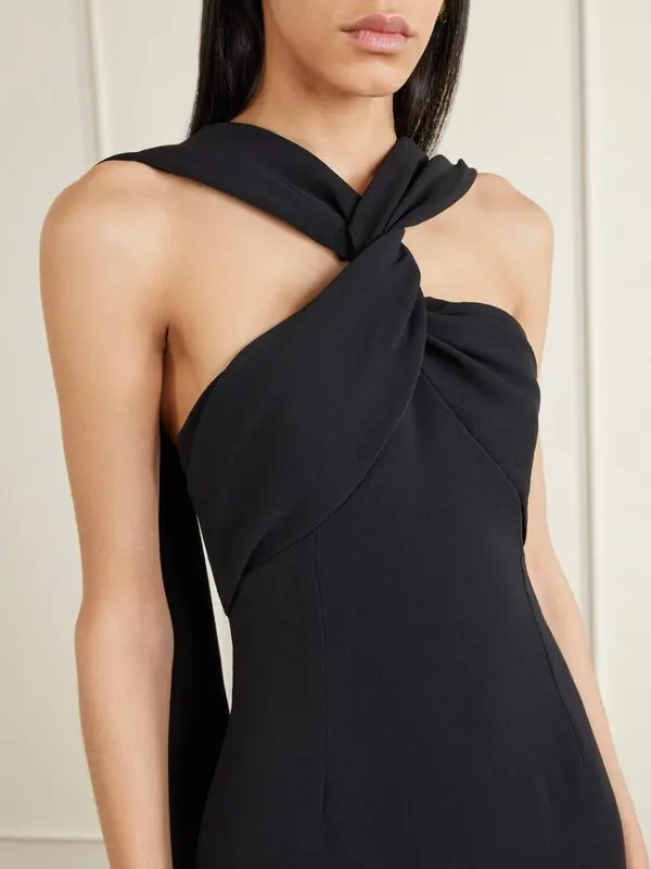 Solace London Rona Twisted Halterneck Gown - Black