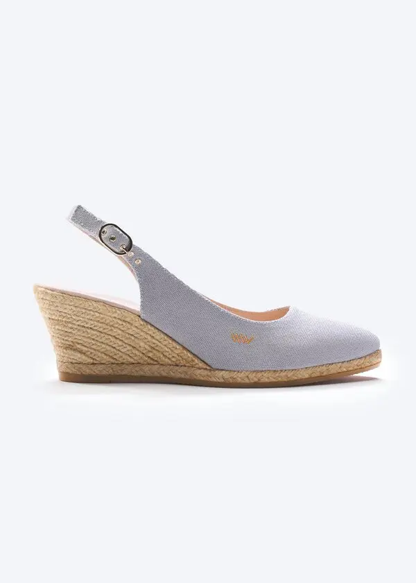 VISCATA Palomera Canvas Espadrille Wedges - Ash Grey